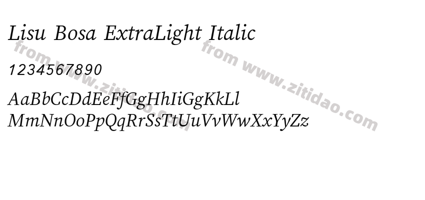 Lisu Bosa ExtraLight Italic字体免费下载-Lisu Bosa ExtraLight ItalicItalic预览 ...